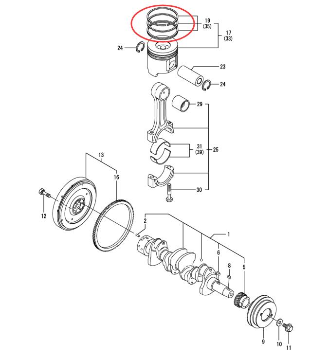 Sealed Power Diesel Engine Piston Rings 129005 - 22500 For Yanmar 3/4TNV88